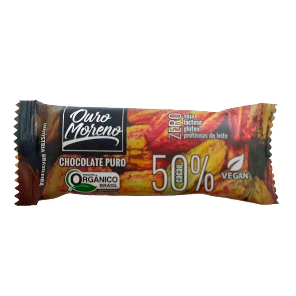 Chocolate Puro Natural 50% Cacau 20g Ouro Moreno :: UniNatural