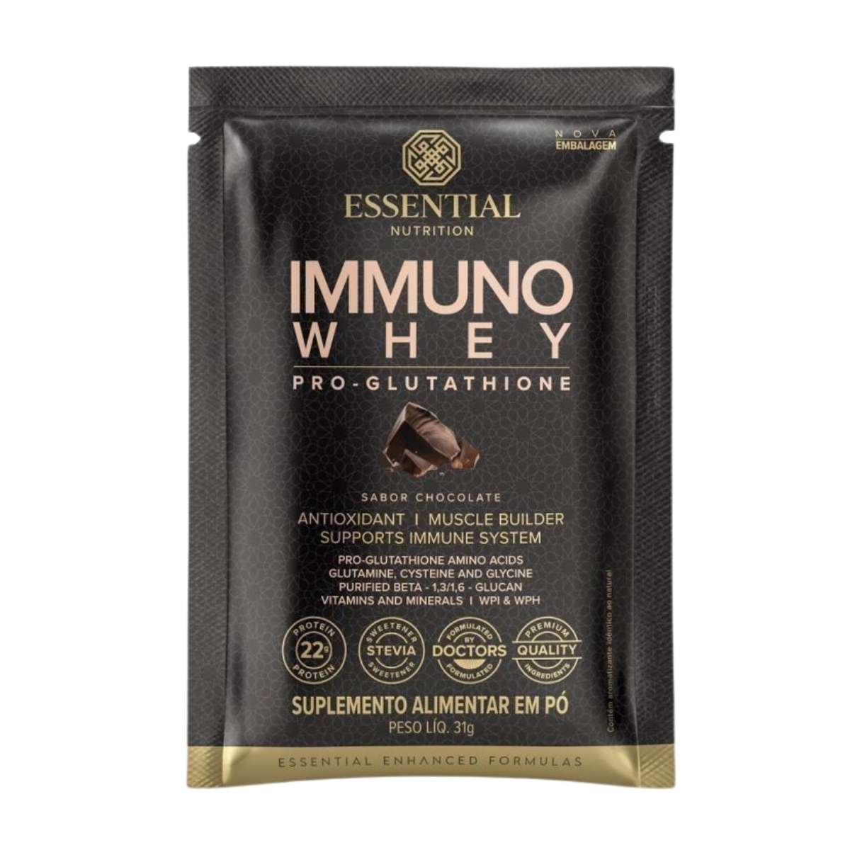 Immuno Whey Chocolate Sachê de 31g Essential Nutrition :: UniNatural