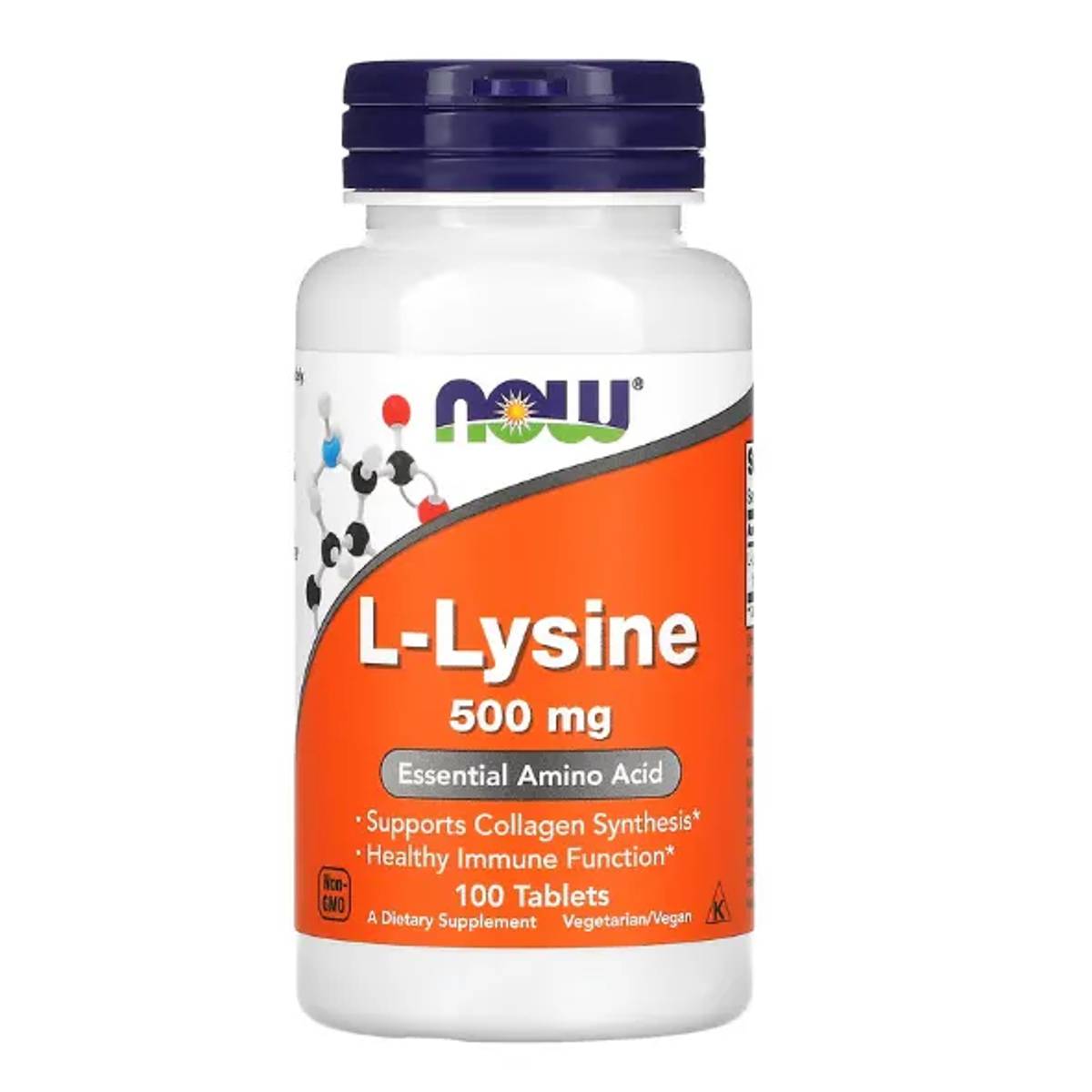 L-Lisina 500mg 100 Tabletes Now Foods :: UniNatural