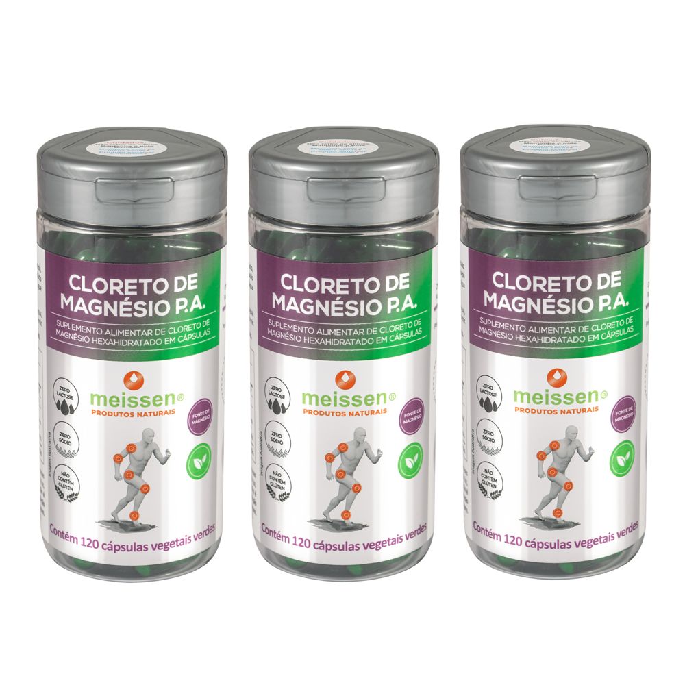 Cloreto de Magnésio PA Kit com 3UN de 120 Cápsulas Meissen :: UniNatural