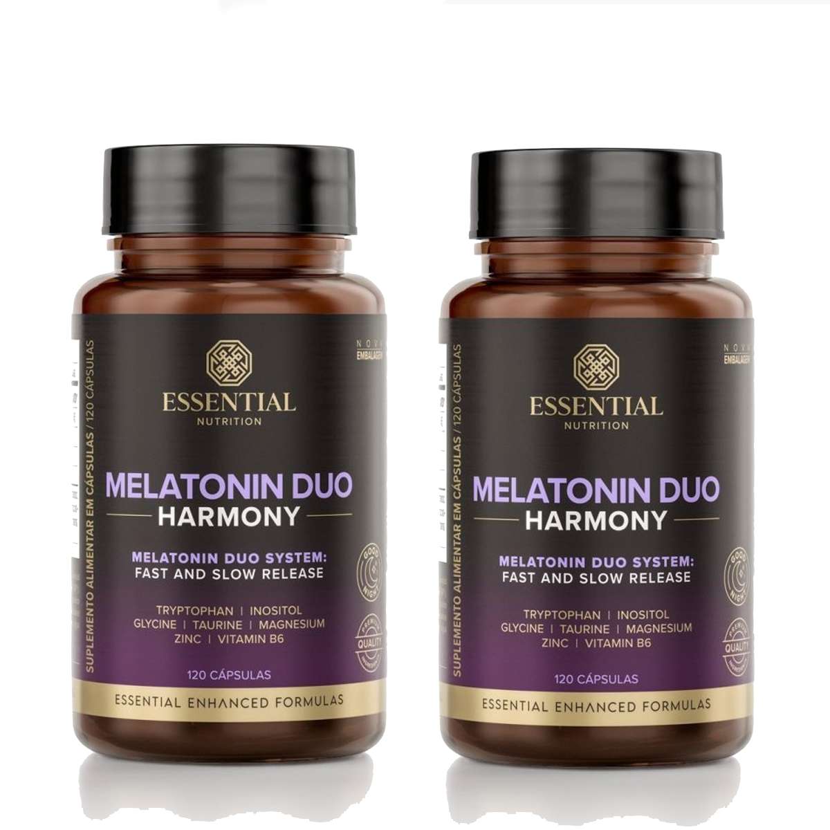 Melatonin Duo Harmony Kit com 2UN de 120 Cápsulas Essential Nutrition ...