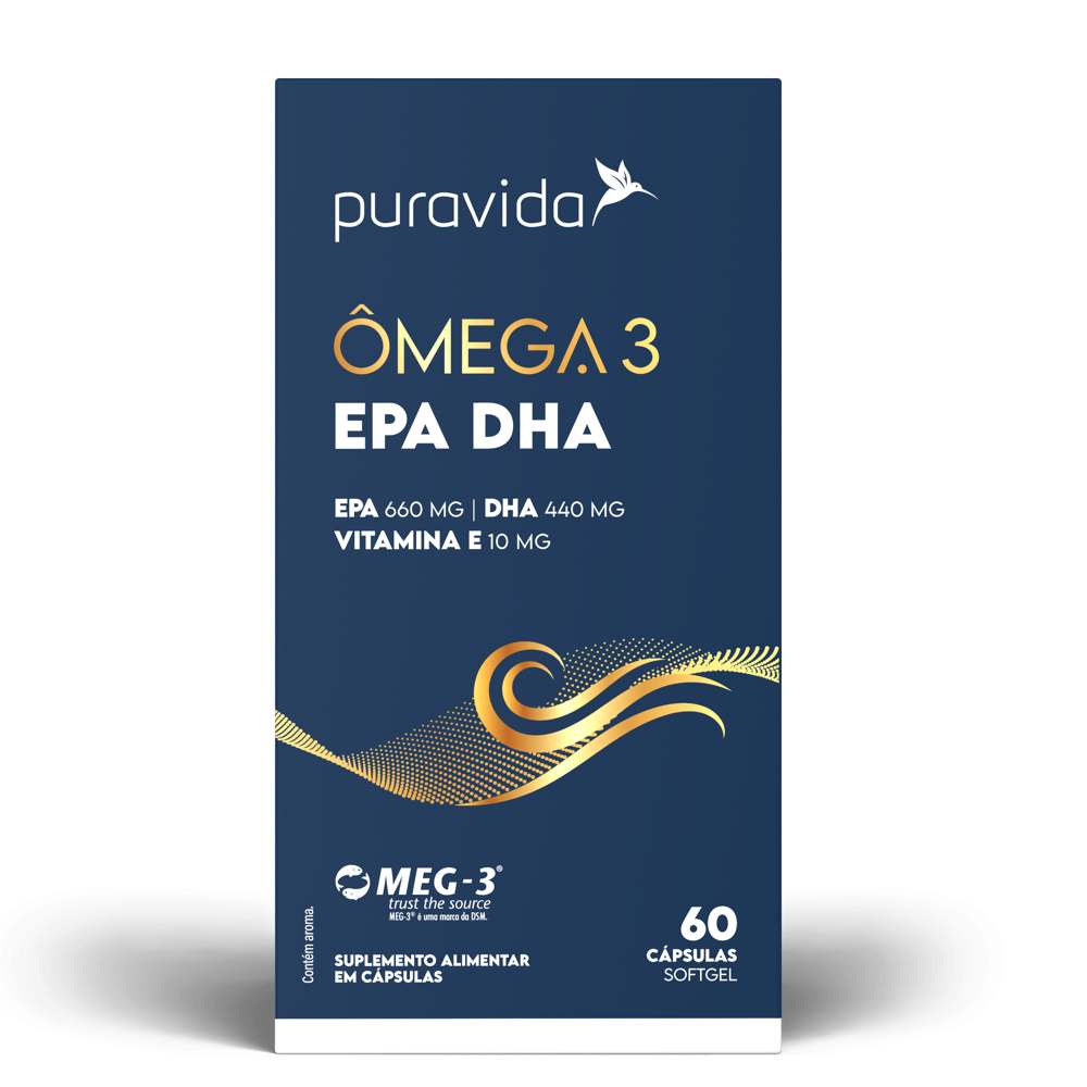 Ômega 3 EPA DHA 60 Cápsulas Puravida :: UniNatural