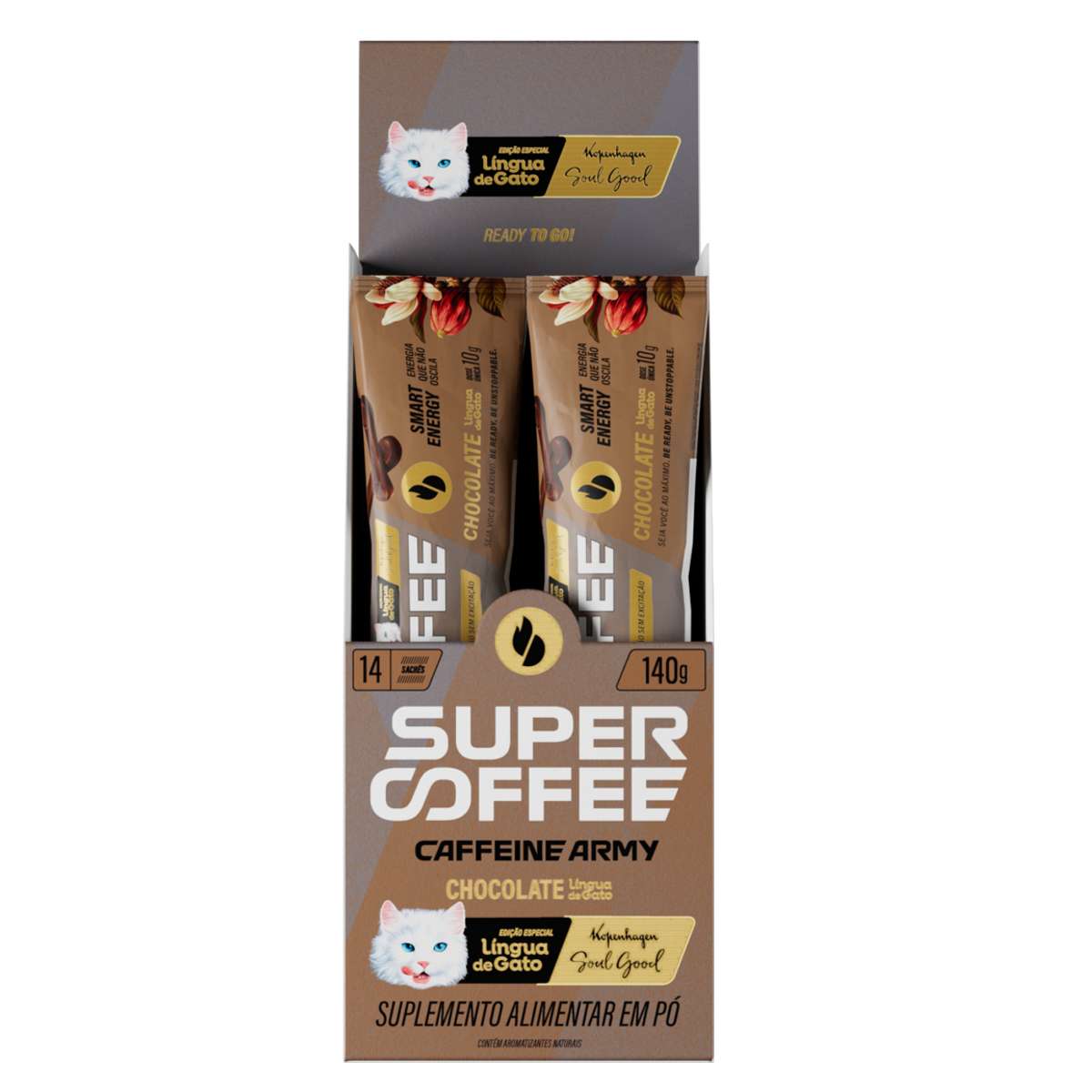 Supercoffee 3.0 To Go Língua de Gato Box com 14 Sachês de 10g Caffeine ...