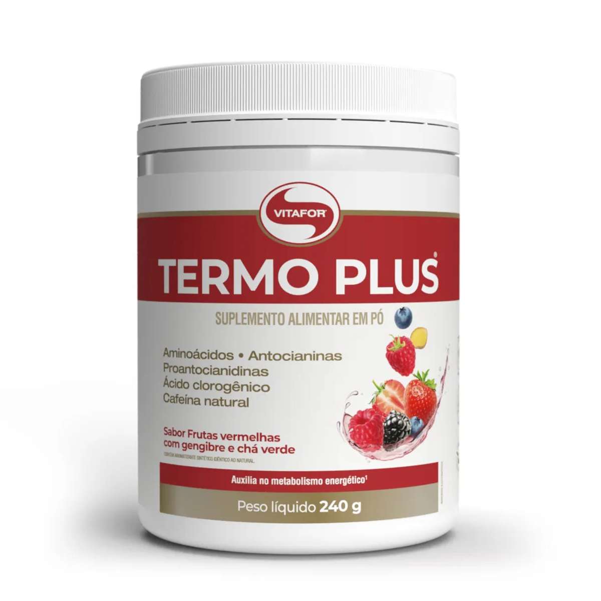 Termo Plus Frutas Vermelhas com Gengibre e Chá Verde 240g Vitafor ...