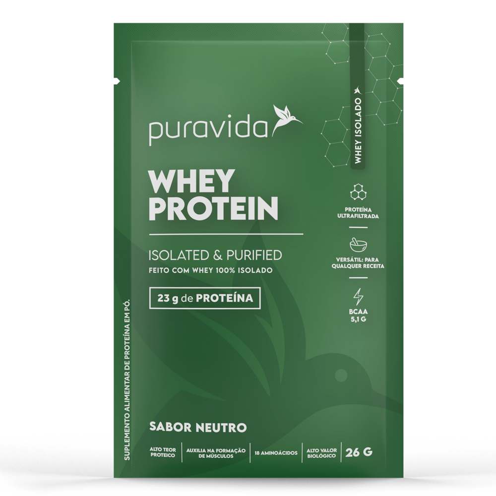 Whey Protein Isolado Neutro Sachê 26g Puravida :: UniNatural