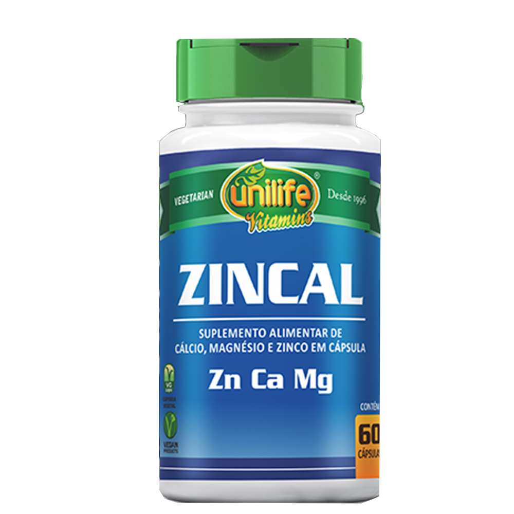 Zincal Suplemento Cálcio, Magnésio e Zinco 950mg 60 Cápsulas Unilife ...